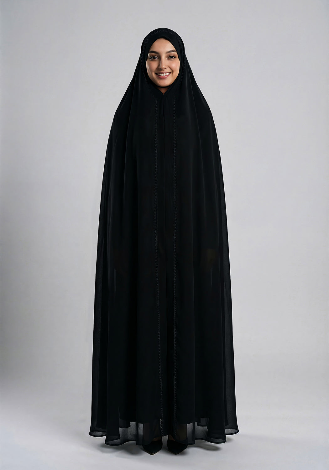 Black Irani Chadar with lace - Hijabi.pk