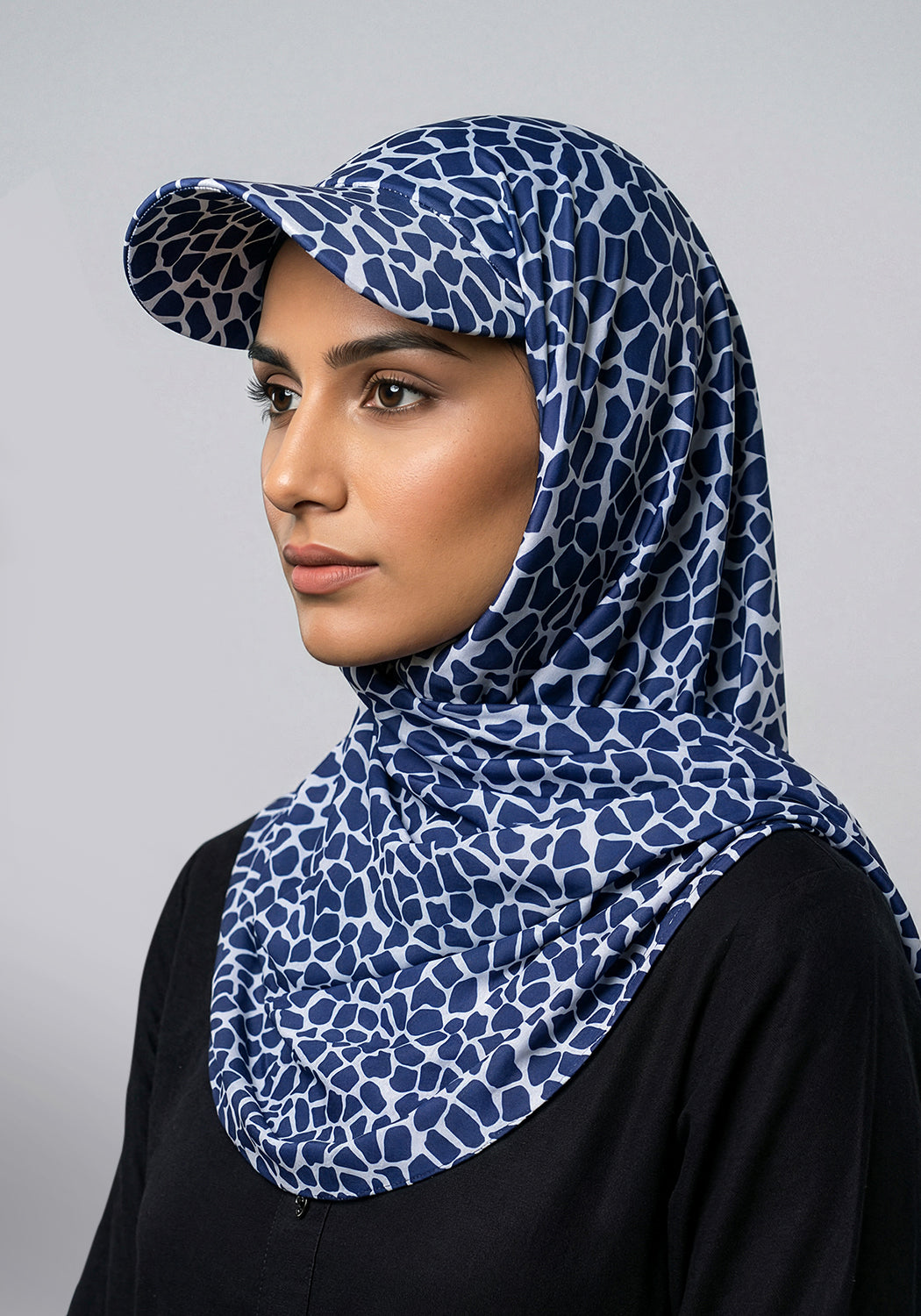 Turkish Hat Hijab - Cheeta Print - Navy Blue - Hijabi.pk